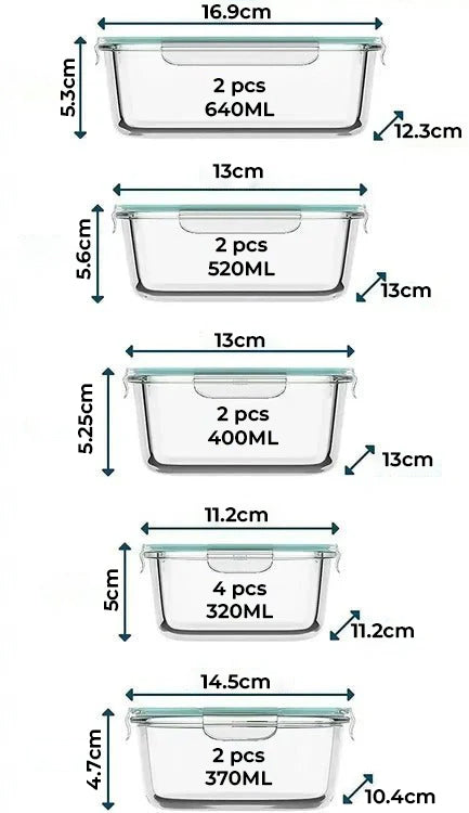 24 PC Glass Food Container Set - Assorted Sizes for you – Razab