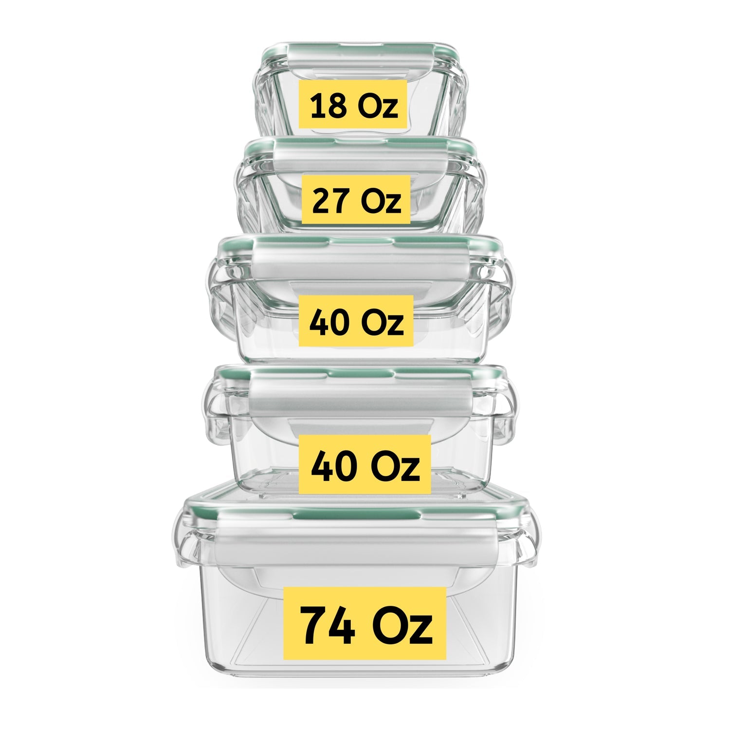 10 pc Glass Container Set (5 Contianers and 5 Lids) – Razab